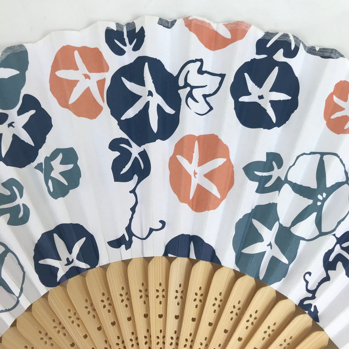 Japanese Paper Folding Fan Sensu Bamboo Frame Asagao Morning Glories 4 ...
