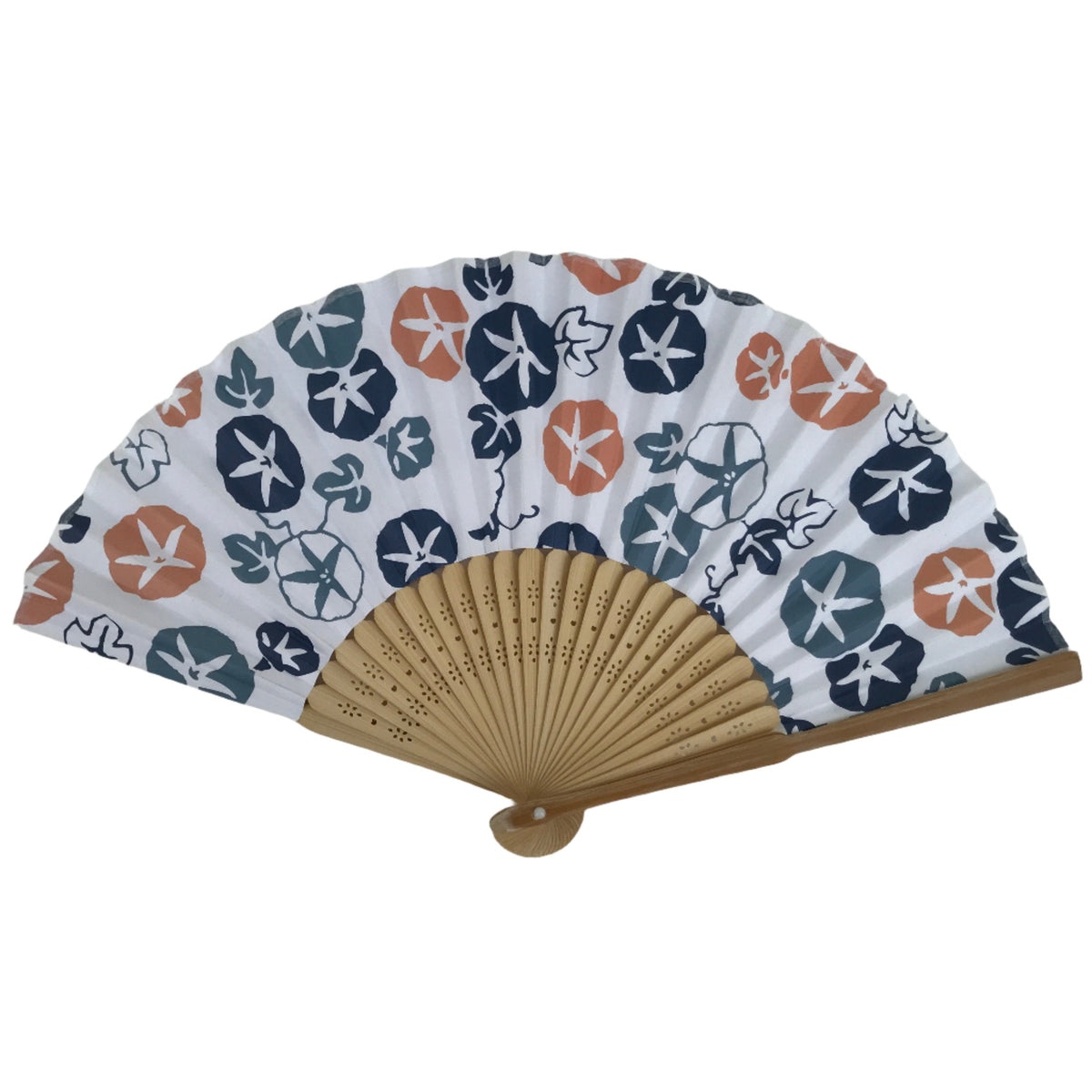 Japanese Paper Folding Fan Sensu Bamboo Frame Asagao Morning Glories 4 ...