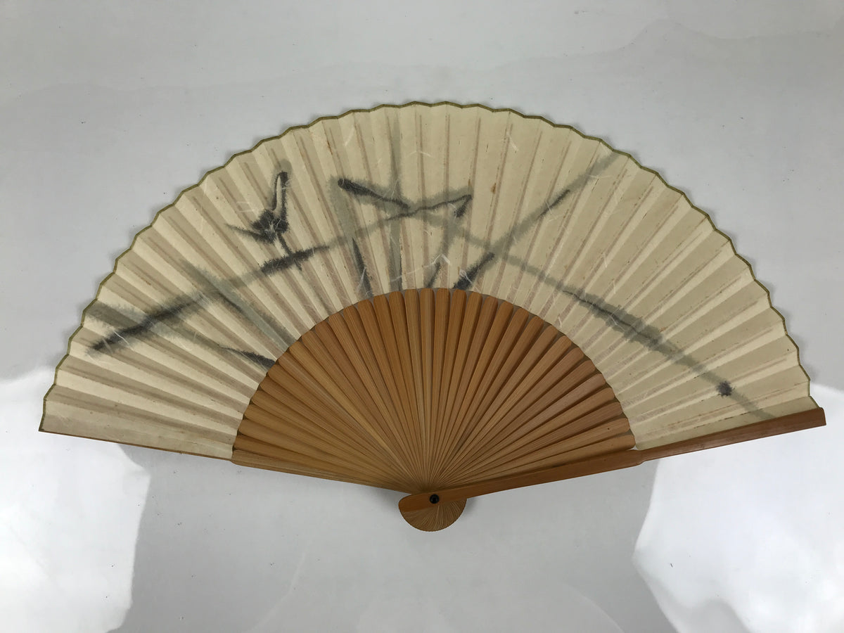 Japanese Paper Folding Fan Sensu Vtg Bamboo Frame Abstract Dragonfly P ...