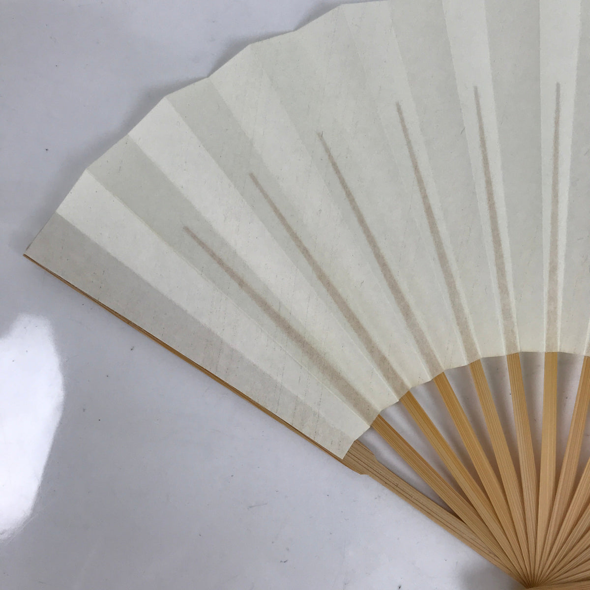 Japanese Paper Folding Fan Sensu Vtg Bamboo Frame Simple Blank White 4 ...