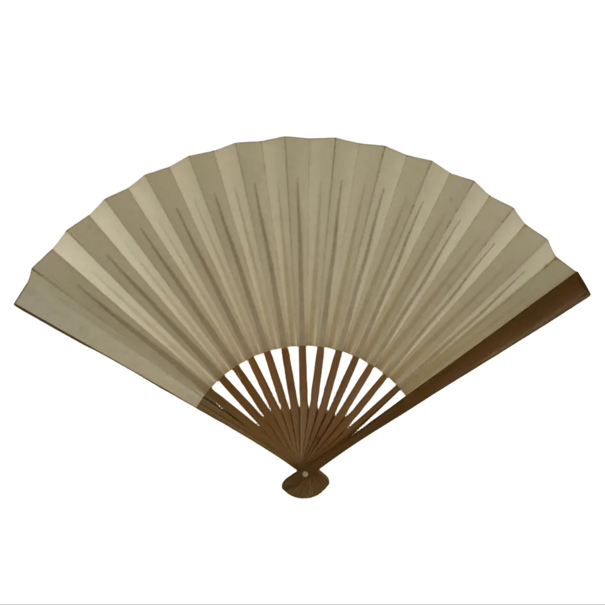 Japanese Paper Folding Fan Sensu Vtg Bamboo Frame Simple Plain Blank B ...