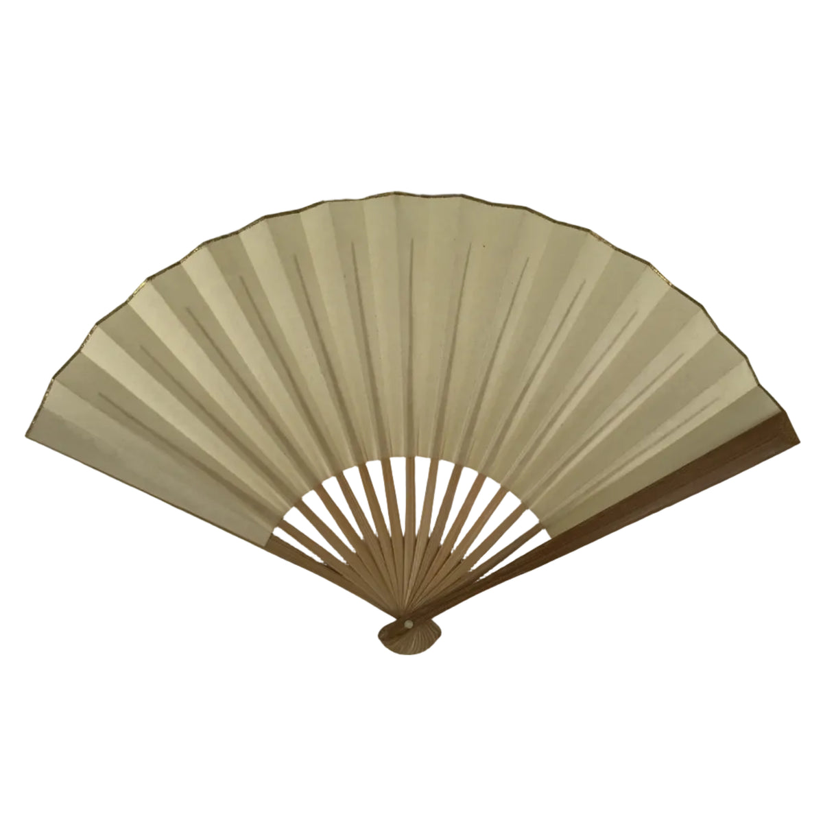 Japanese Paper Folding Fan Sensu Vtg Bamboo Frame Simple Plain Blank B ...