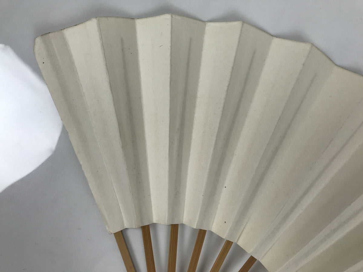 Japanese Paper Folding Fan Sensu Vtg Bamboo Frame White Gold Kamon Cre ...