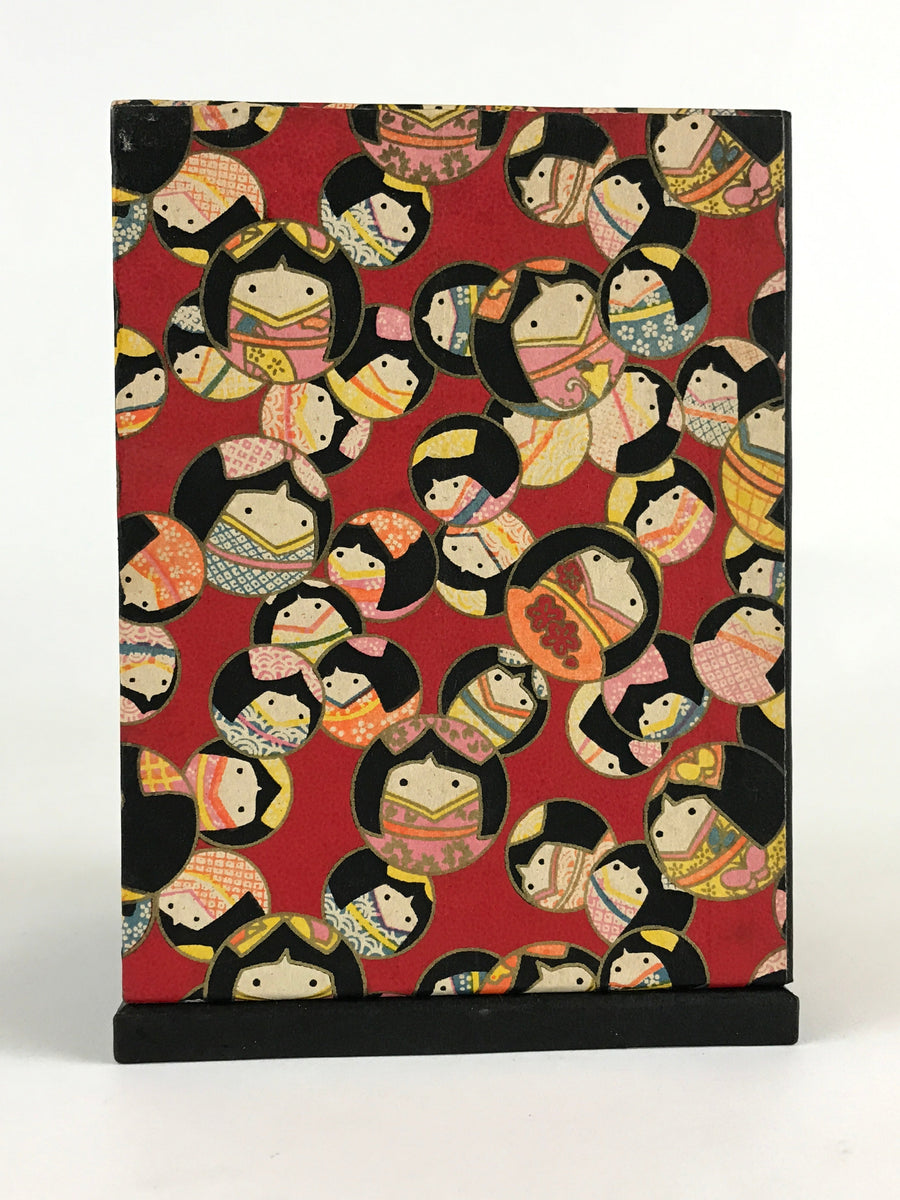 Japanese Paper Sewing Box Haribako Vtg Tansu Chest 3 Drawers Red Kimon ...