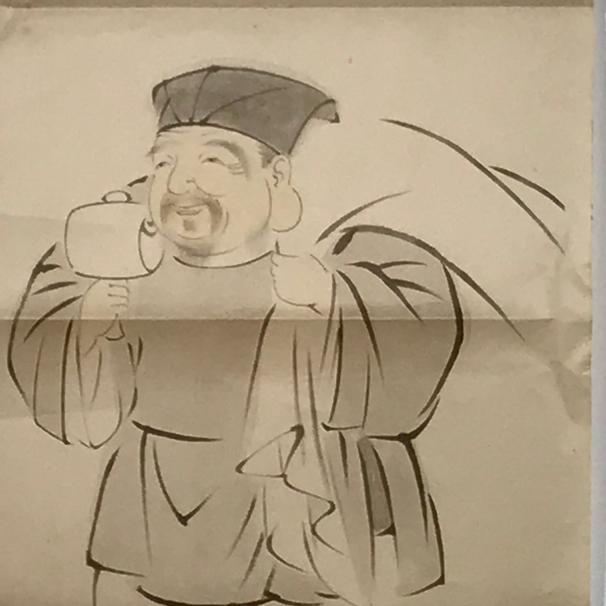 Japanese Picture Hanging Scroll Vtg Okuninushi Okami Shinto Kakejiku S ...