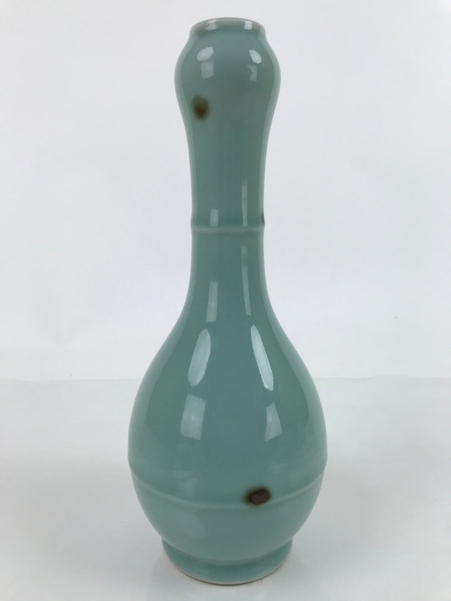 Japanese Porcelain Flower Vase Tobe Ware Vtg Tobiseiji Celadon Blue FK ...