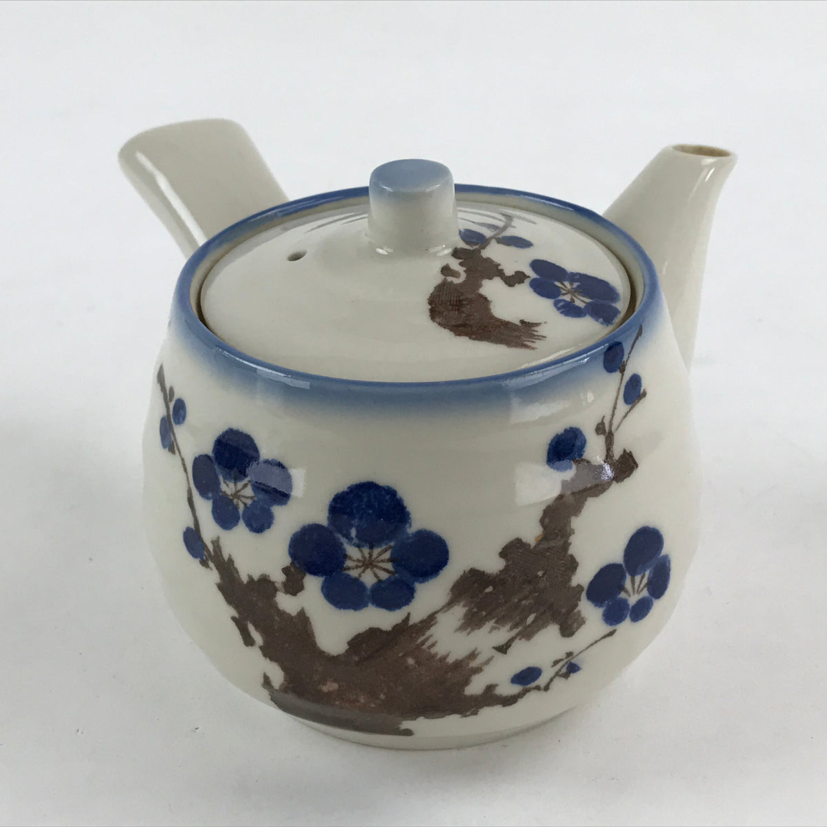 Japanese Porcelain Lidded Teapot Kyusu Pottery Sencha Plum Blossom Whi ...