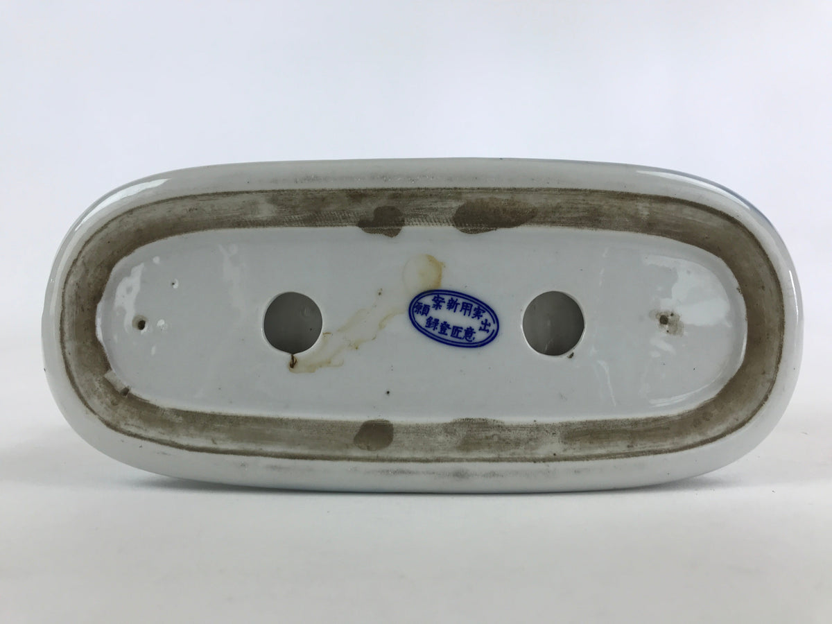 Japanese Porcelain Neck Rest Antique Geisha Takamakura Pillow Blue Whi ...