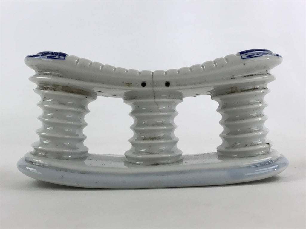 Japanese Porcelain Neck Rest Antique Geisha Takamakura Pillow Blue Whi ...