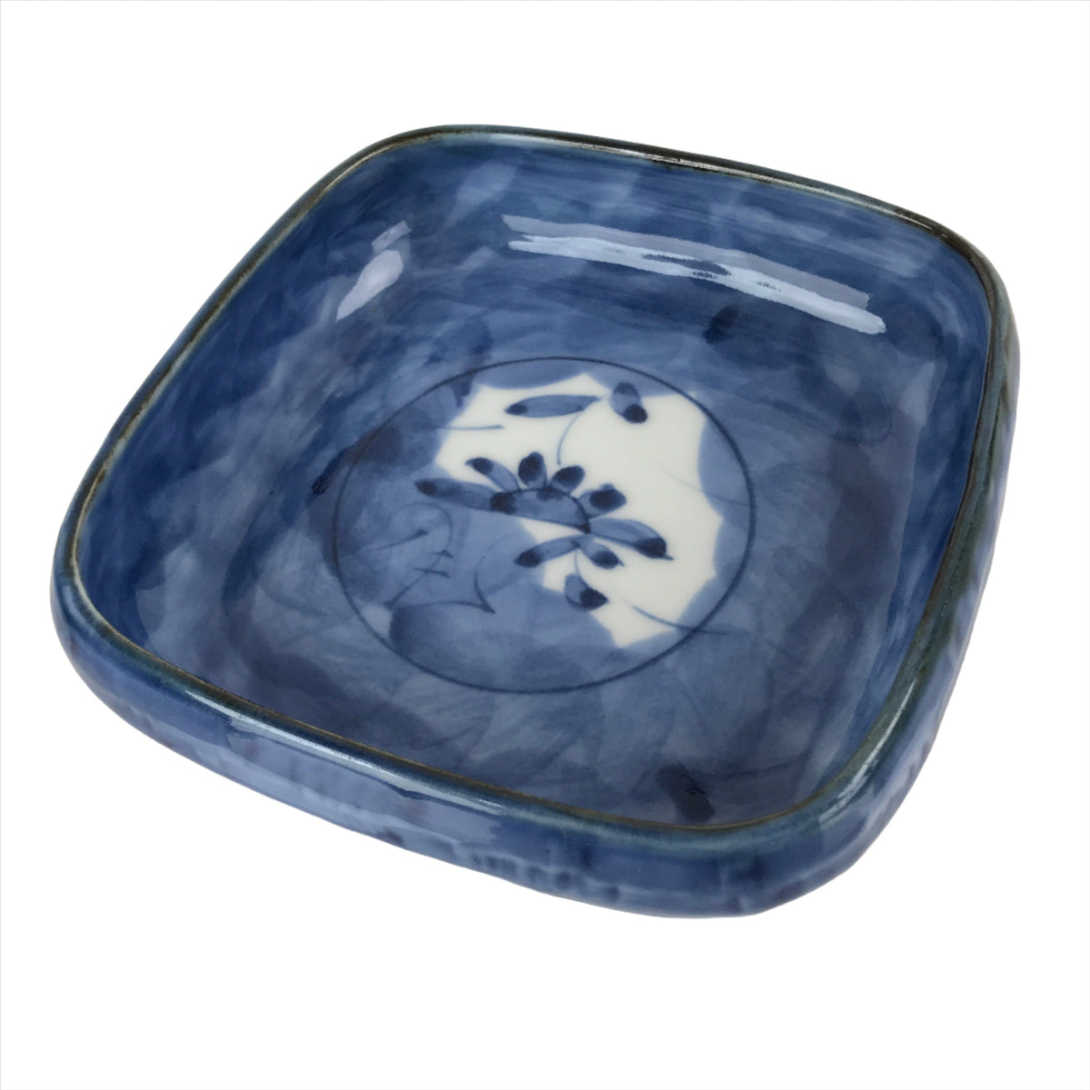 Japanese Porcelain Rounded Square Plate Sara Vtg Sashimi Dish Blue Flo ...
