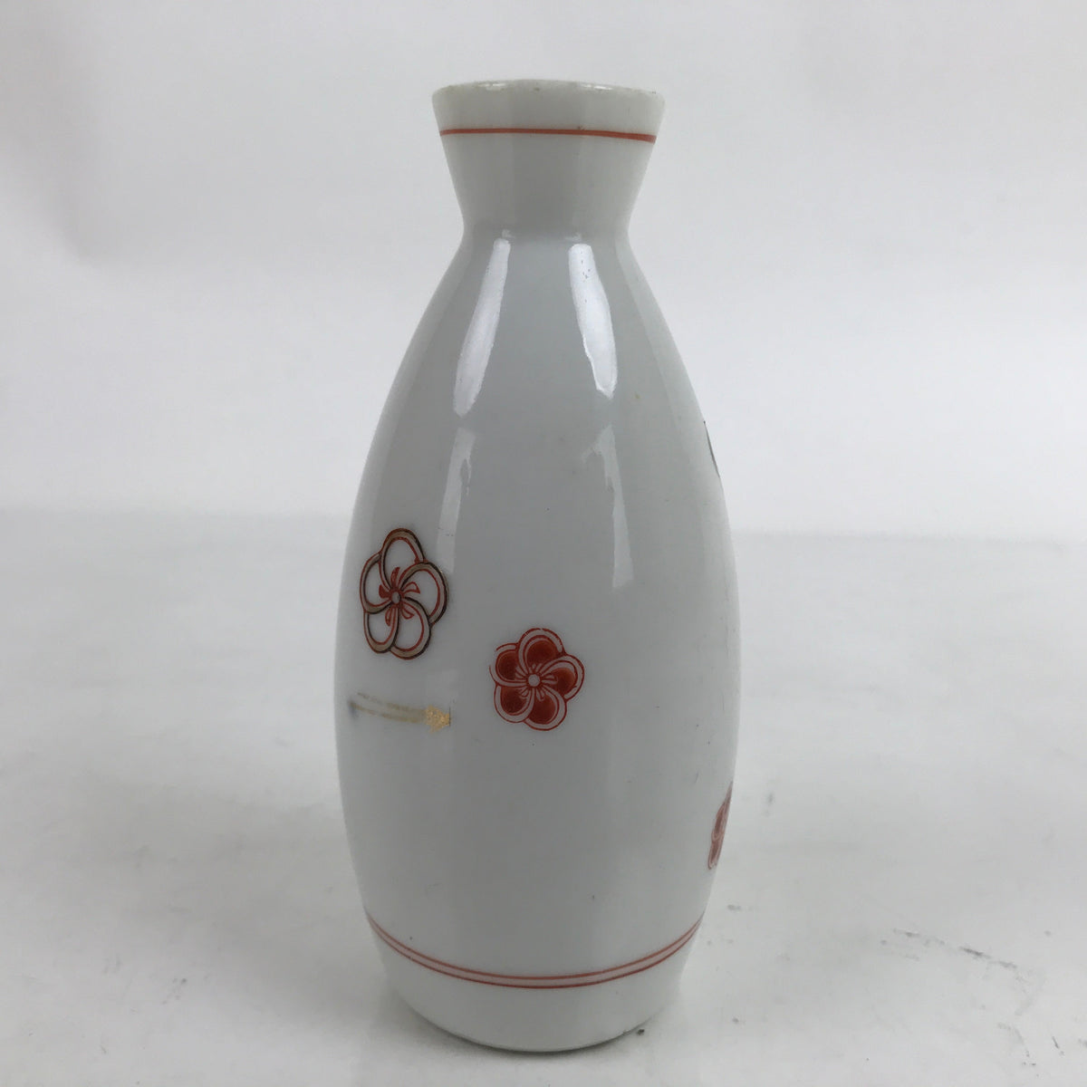 Japanese Porcelain Sake Bottle Tokkuri Vtg Ichi-Go Red Plum Blossom Pi ...