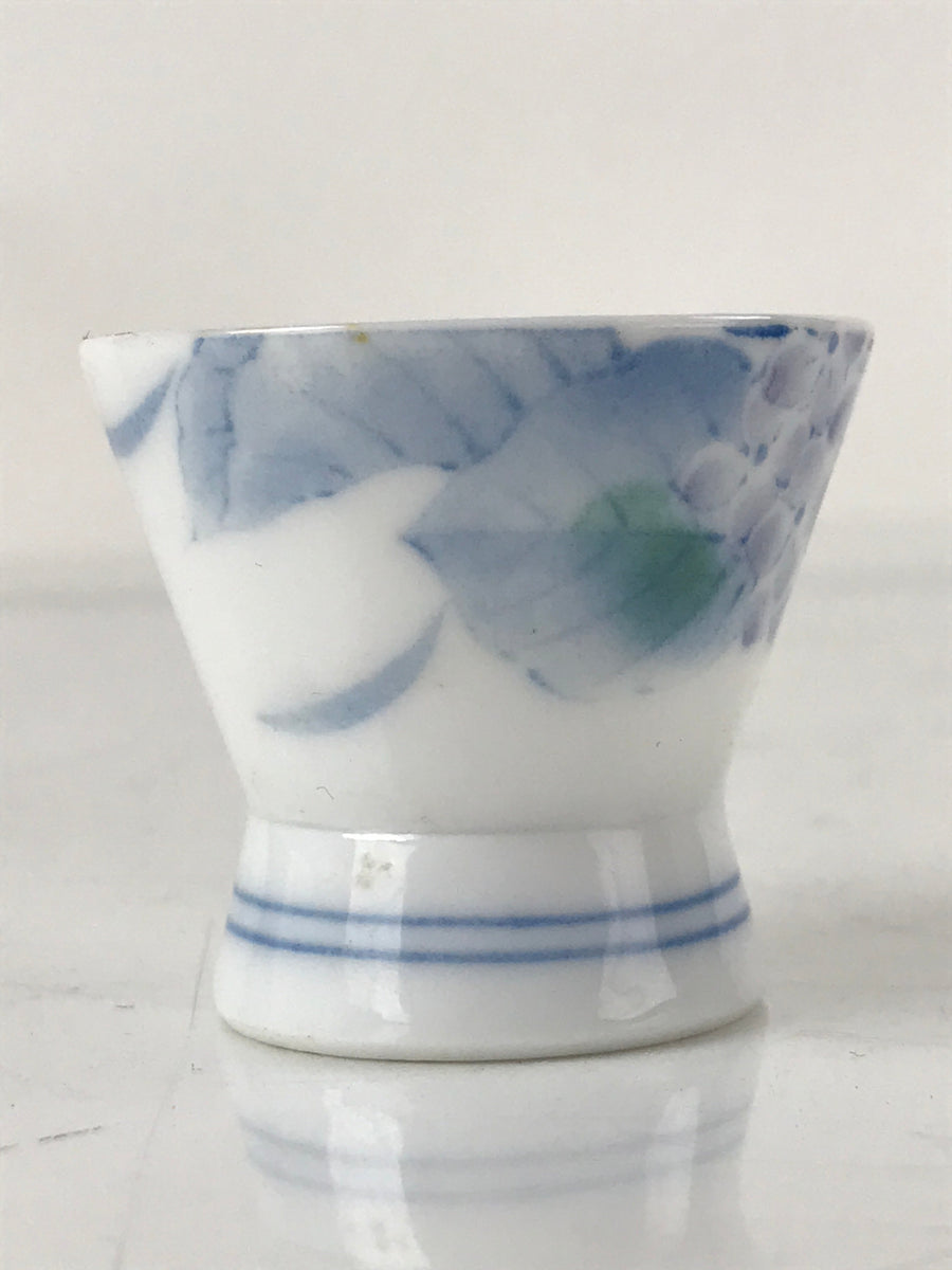 Japanese Porcelain Sake Cup Vtg Wan Ochoko Guinomi Purple Hydrangea Fl ...