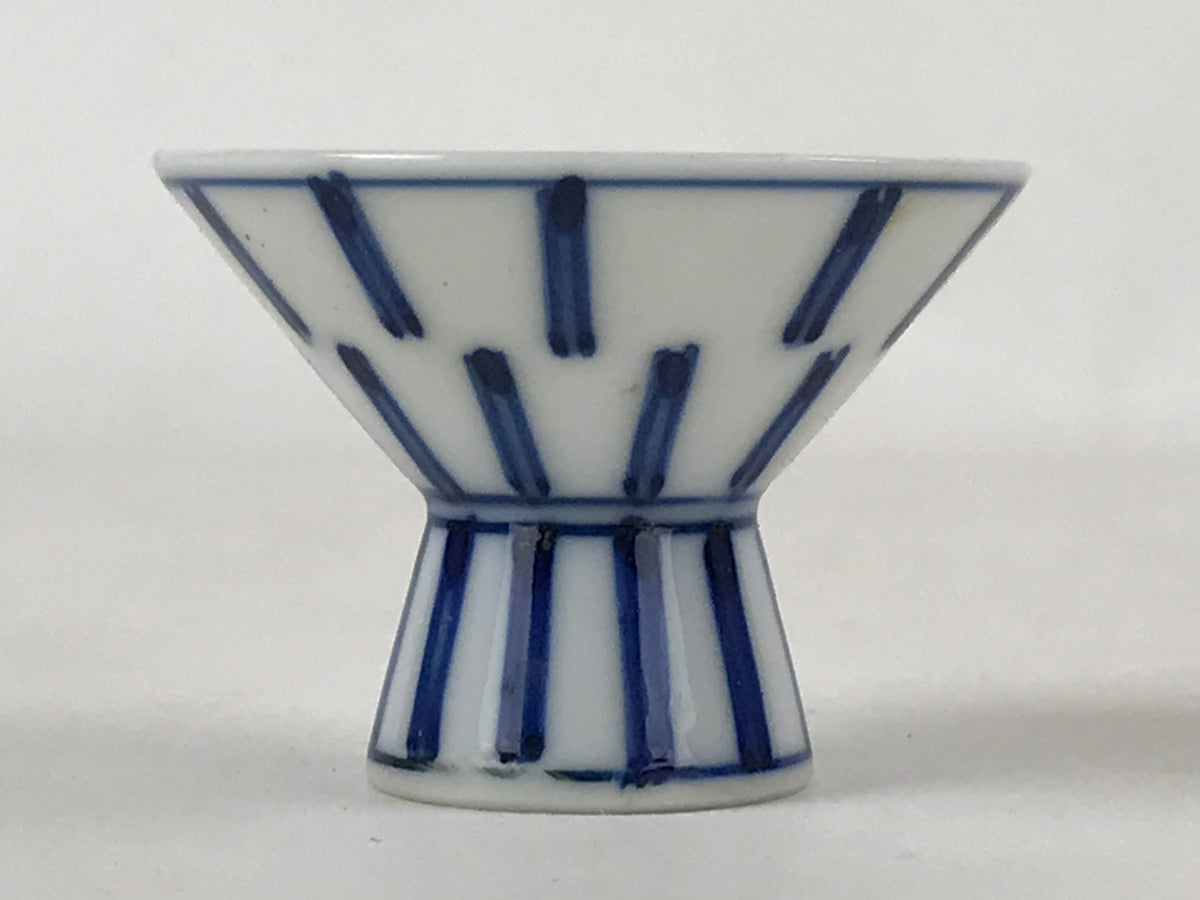 Japanese Porcelain Sake Cup Vtg Wan Ochoko Guinomi Sometsuke Blue Whit ...
