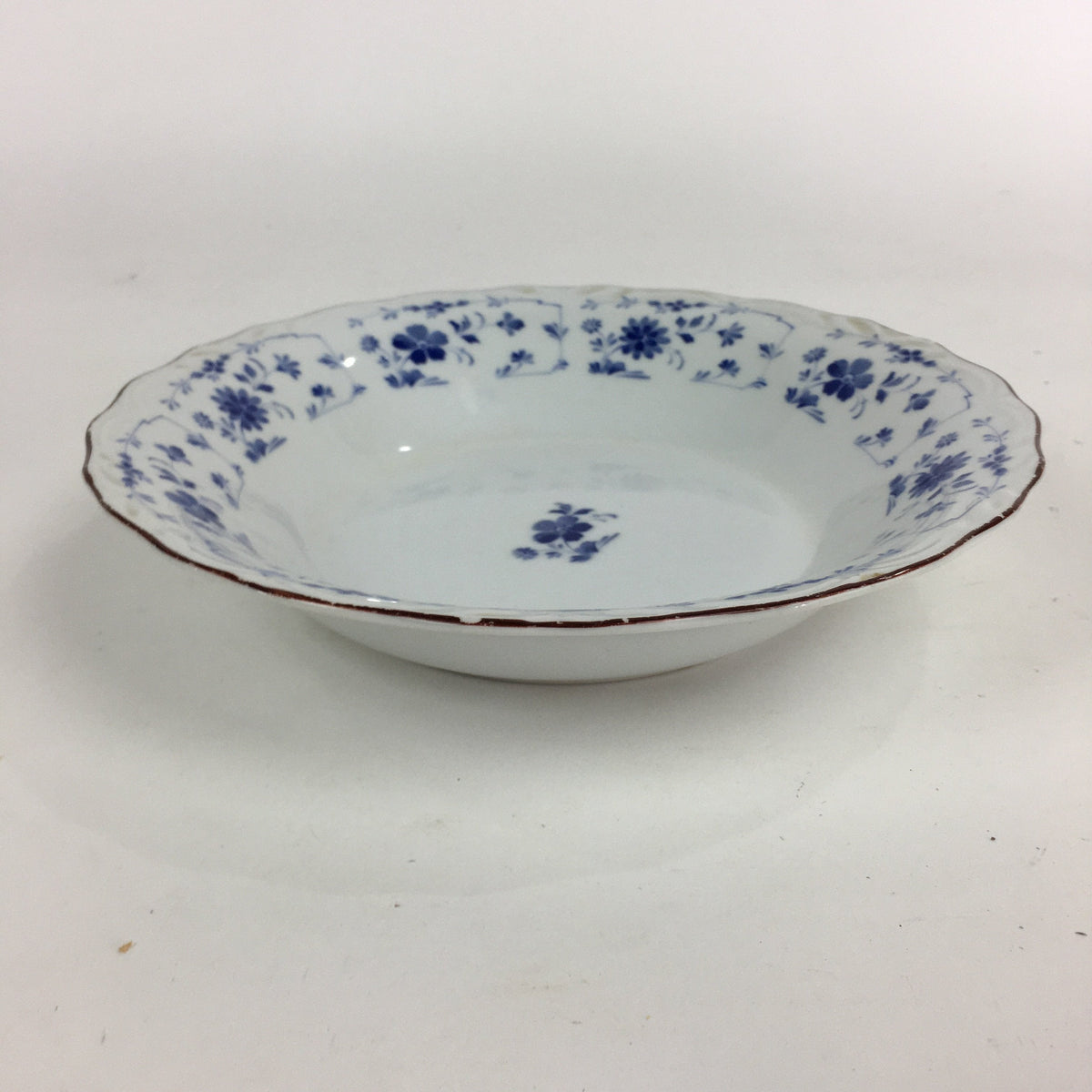 Japanese Porcelain Soup Bowl Maruta Japan Kasuga Ware Round Blue Flowe ...