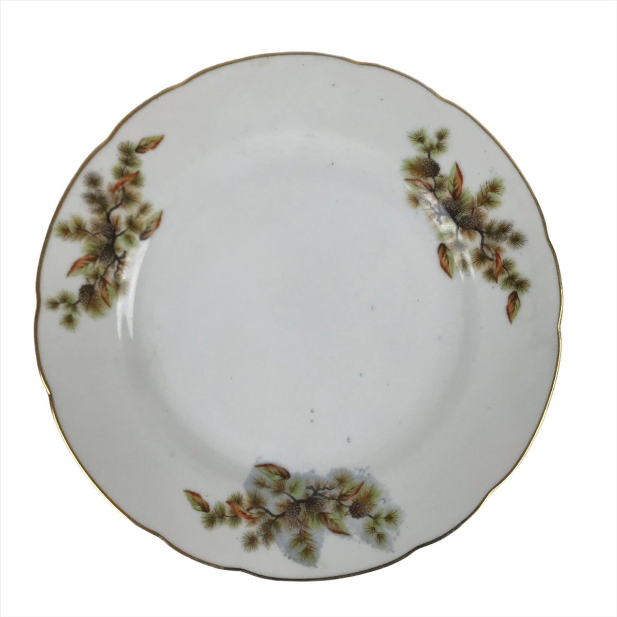Japanese Porcelain Tono China Plate Vtg Pine Cones Tree Leaves Gold Ri ...