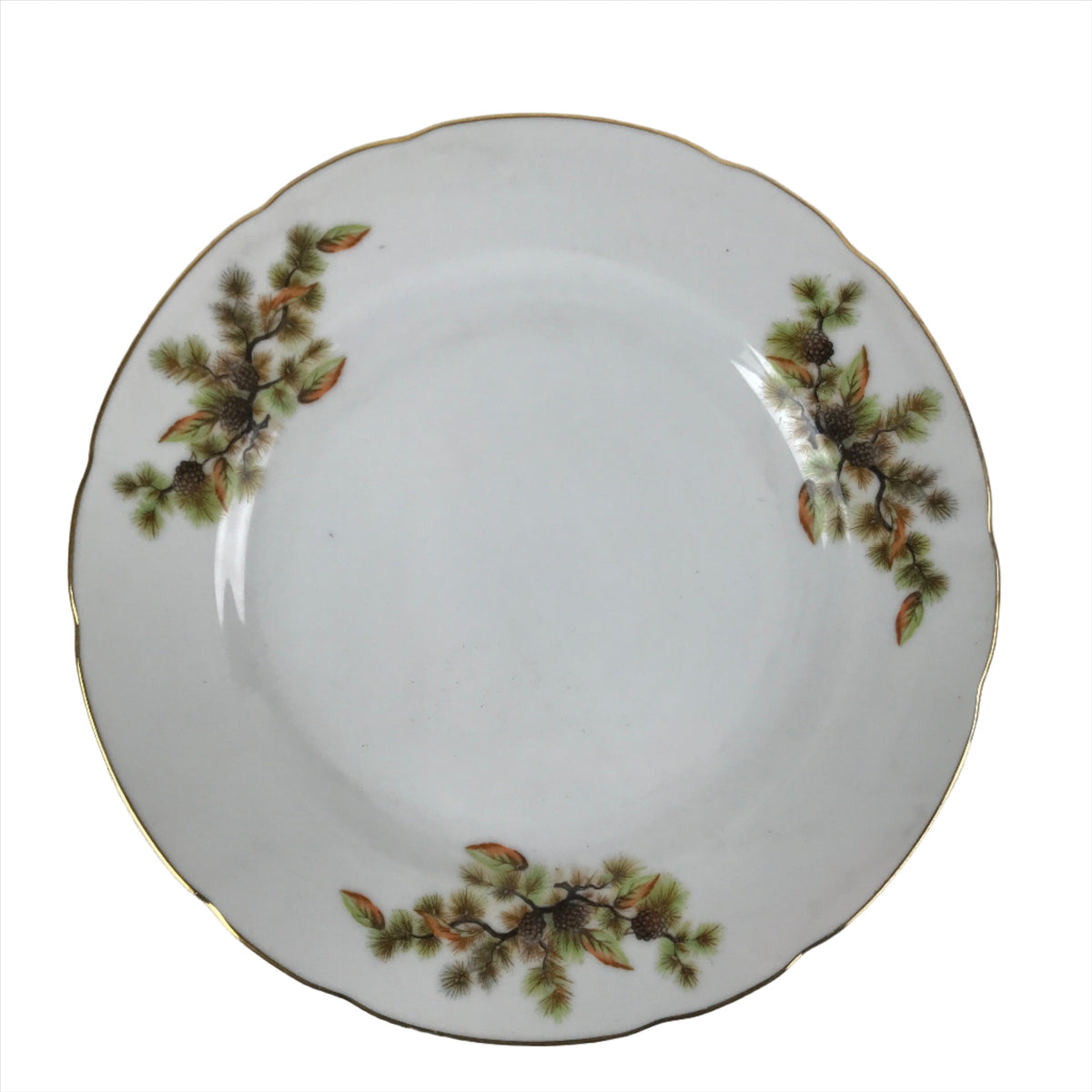 Japanese Porcelain Tono China Plate Vtg Pine Cones Tree Leaves Gold Ri ...