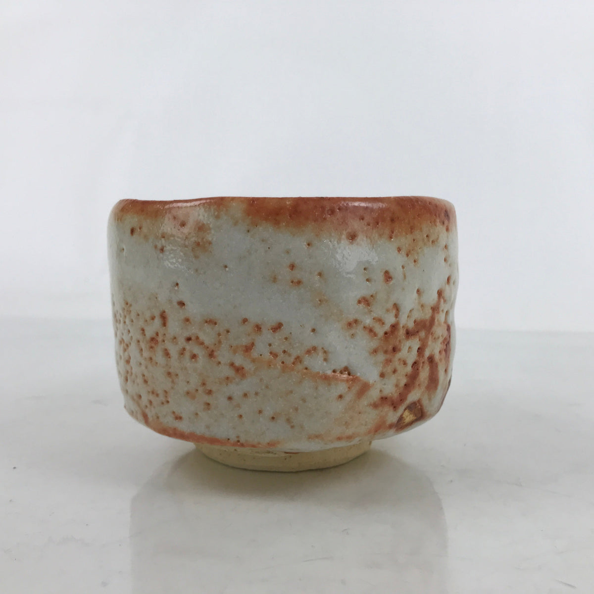 Japanese Pottery Chawan Tea Bowl Vtg Ceramic Shino ware Orange W/ Box ...