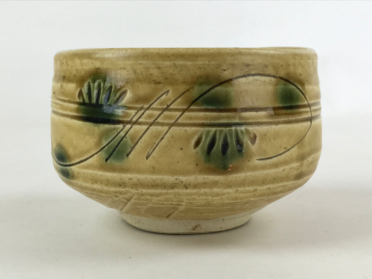 Japanese Pottery Green Tea Ceremony Bowl Minoyaki Kiseto Yellow Chawan ...