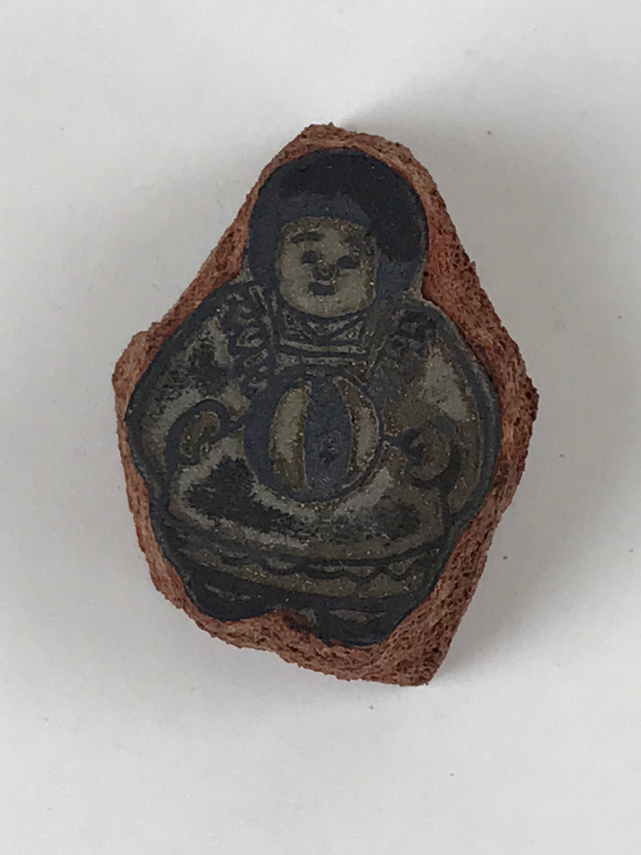 Japanese Rubber Stamp Woman With Apron And Ball Vtg Sponge Base Statio ...