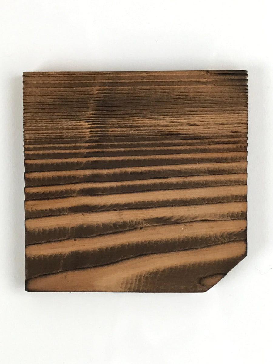 Japanese Rustic Wooden Drink Coaster Chataku Vtg Saucer Square 5pc Bro ...