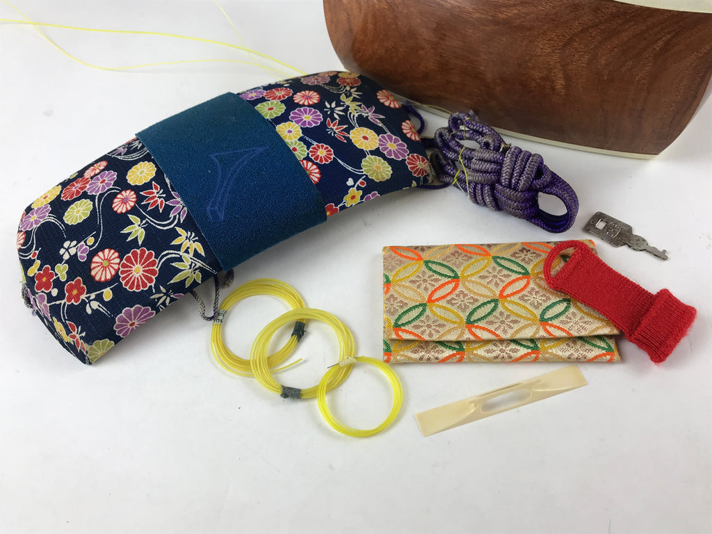 Japanese Shamisen With Case Vtg Traditional Wooden Instrument Dark Bro ...