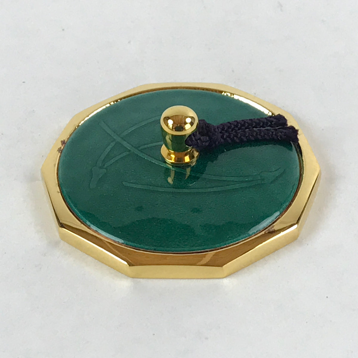 Japanese Shippo Paperweight Decagon Vtg Green Silver Copper Glass Glaz ...