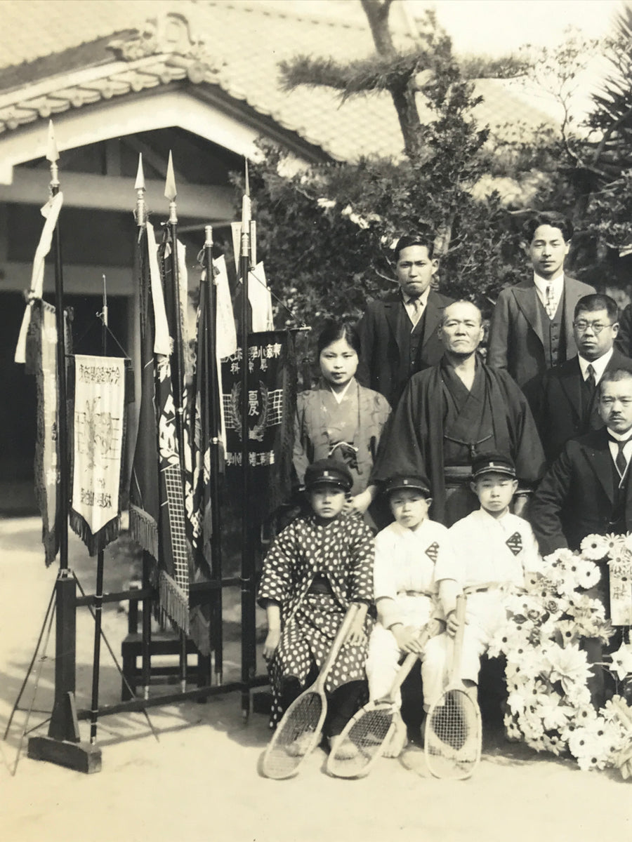 Japanese Showa Boys Tennis Team School Victory Photograph Vtg Sepia To ...