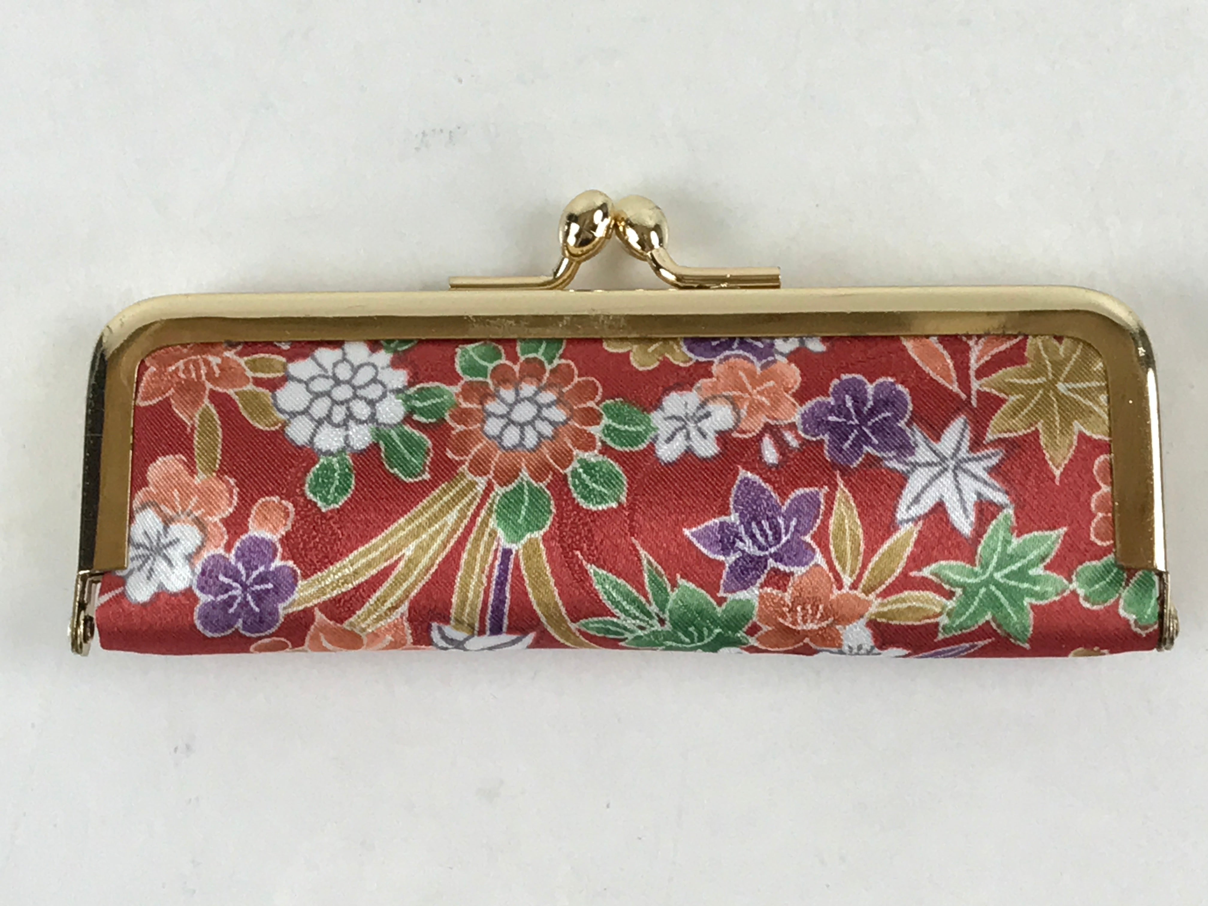 Japanese Signature Hanko Stamp Case Red Ink Kimono Fabric Flower Clasp ...