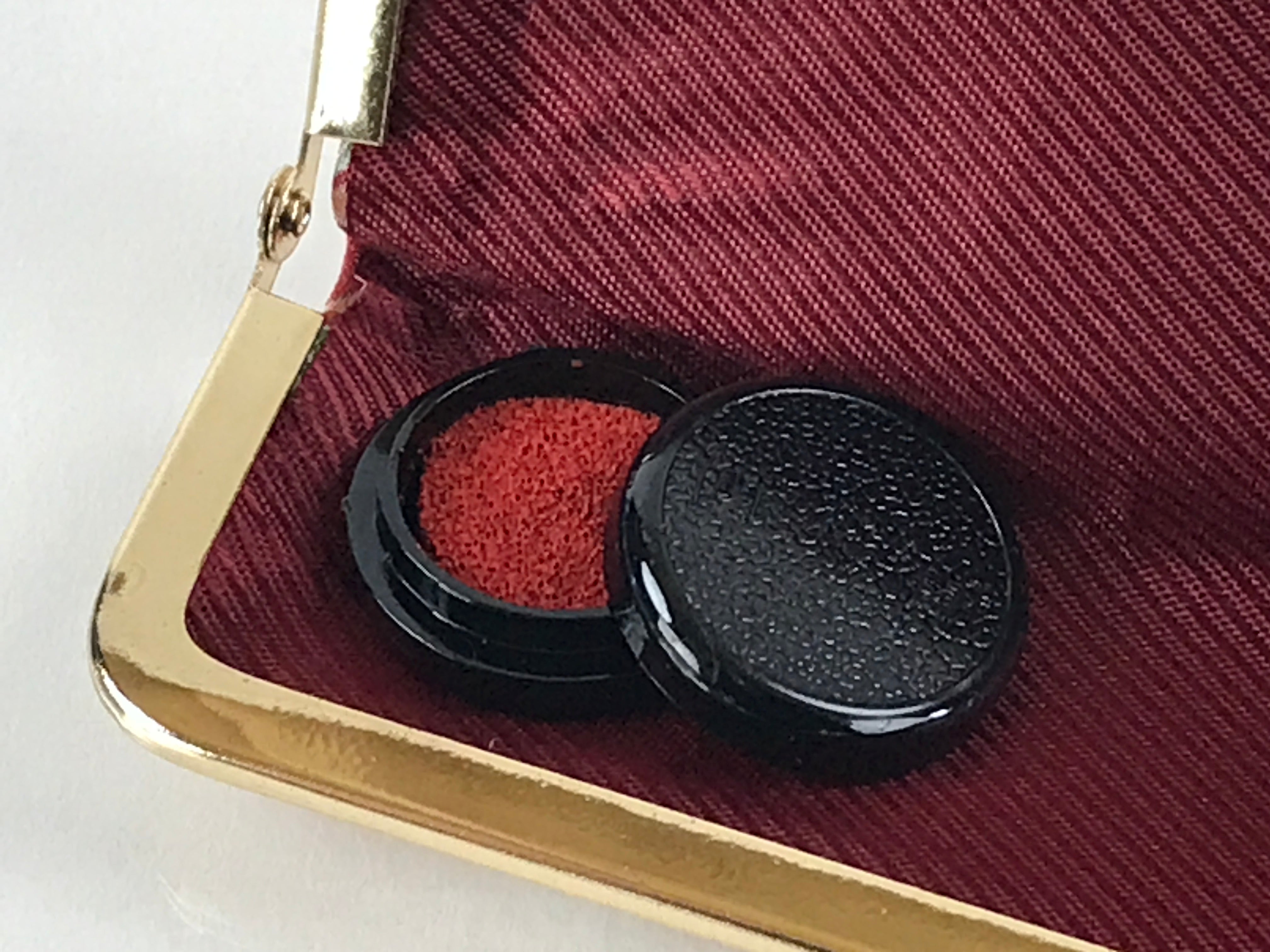 Japanese Signature Hanko Stamp Case Red Ink Kimono Fabric Flower Clasp ...