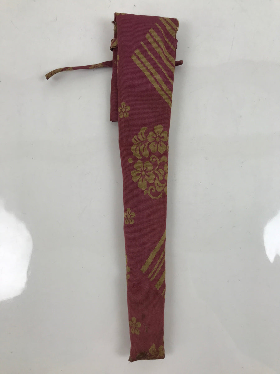 Japanese Silk Folding Fan Case Vtg Maisen Sensubukuro Red Gold Floral ...
