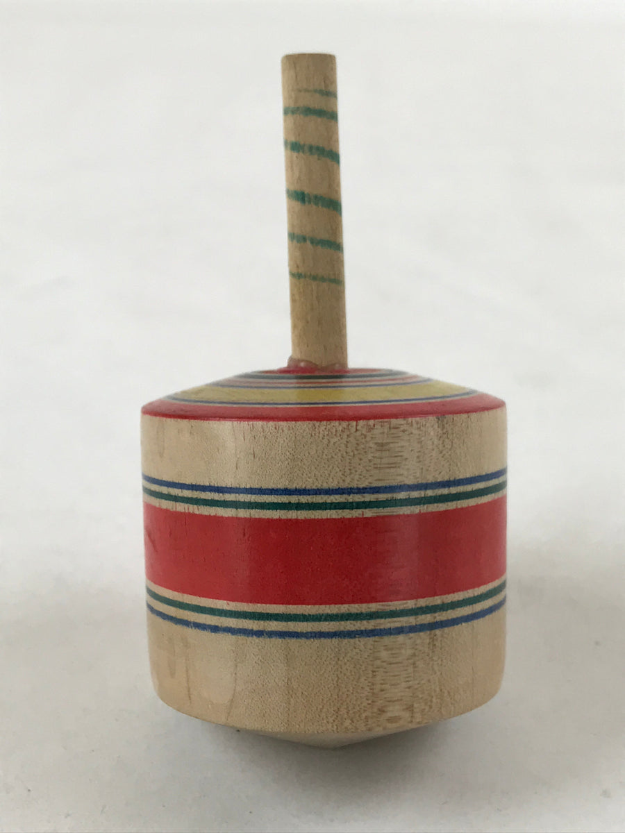 Japanese Spinning Top Wooden Koma Vtg Folk Toy Red Green Blue Yellow J ...