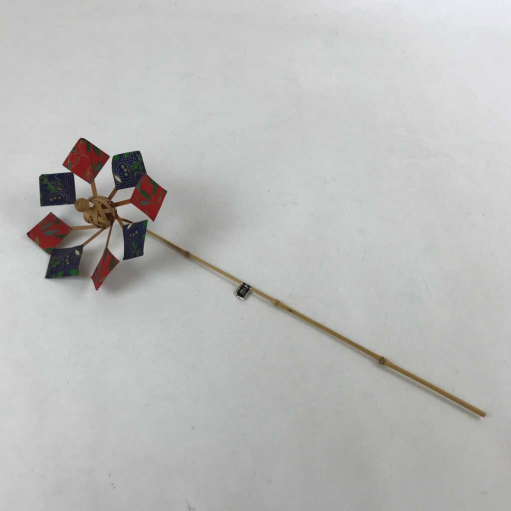 Japanese Traditional Bamboo Pinwheel Kazaguruma Vtg Paper Red Blue Lea ...