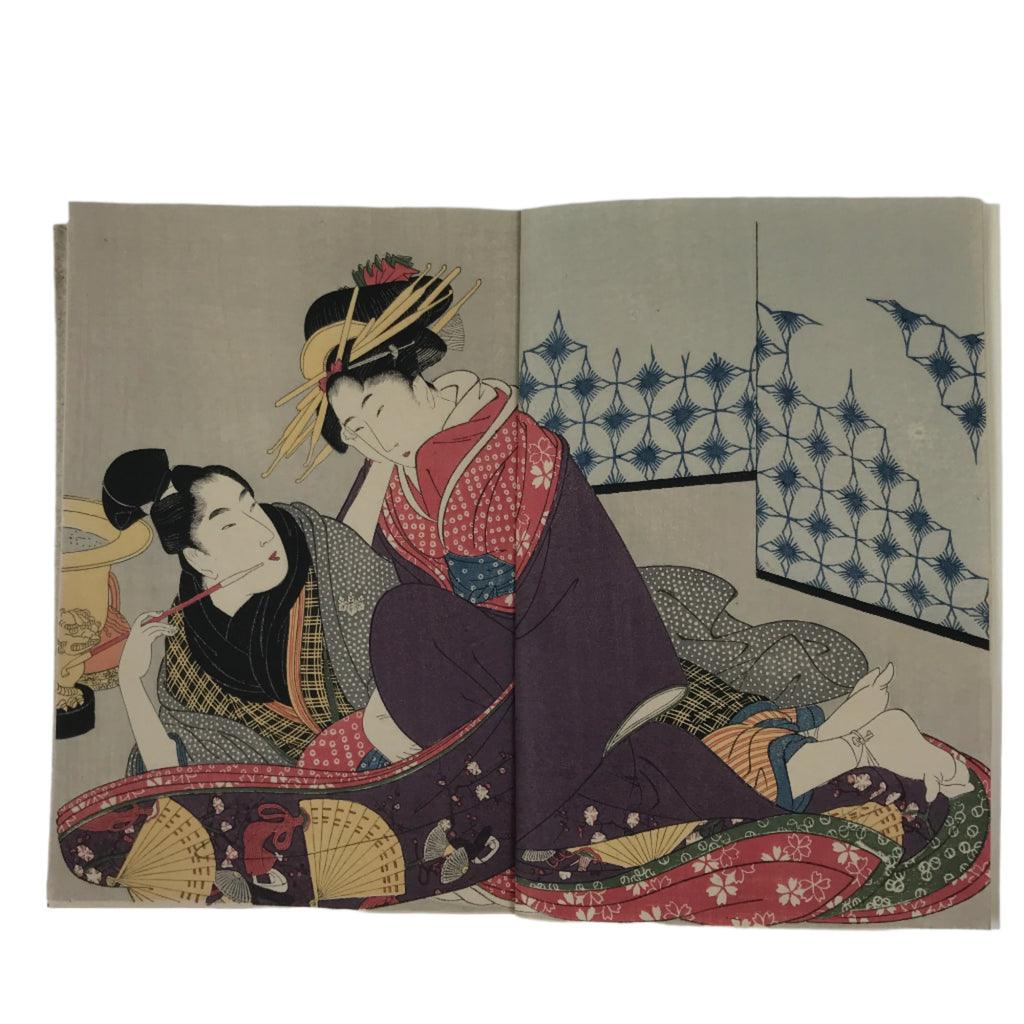 Japanese Ukiyoe Book Utamaro Bijinga Vtg Woodblock Print Shunga Erotic ...