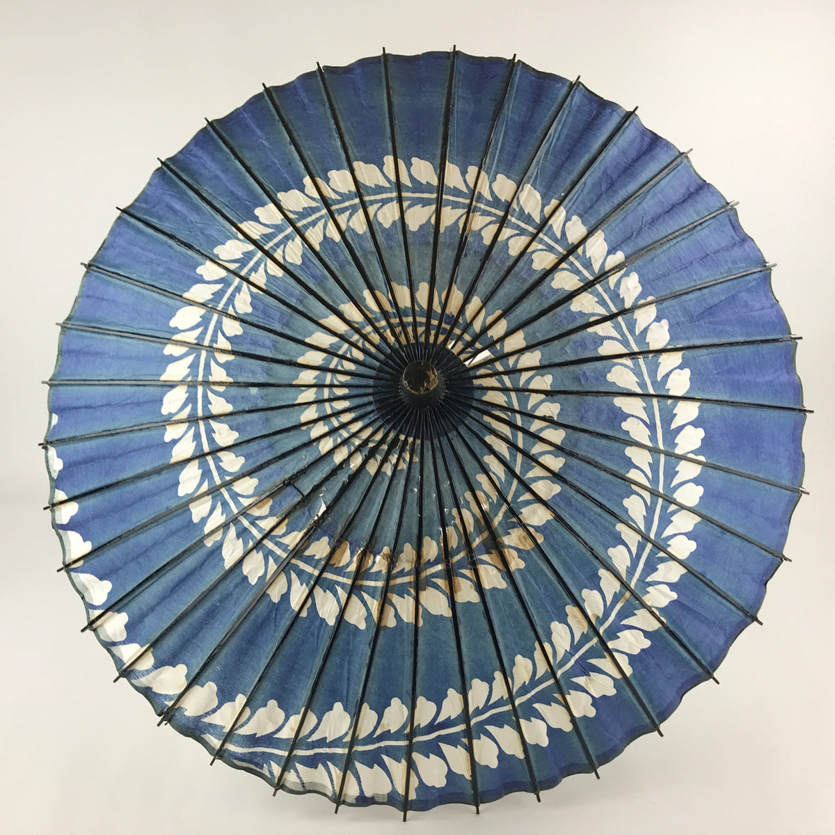 Japanese Umbrella Parasol Vtg Wagasa Bangasa Geisha Paper Blue Vines J ...