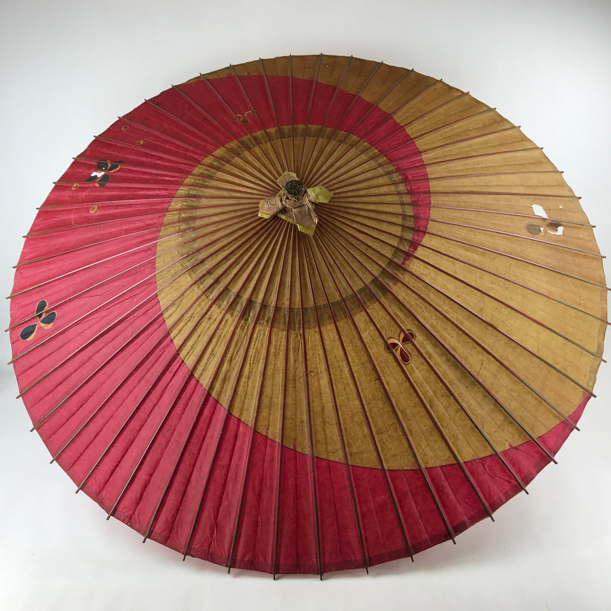 Japanese Umbrella Parasol Vtg Wagasa Bangasa Geisha Paper Red Flowers ...