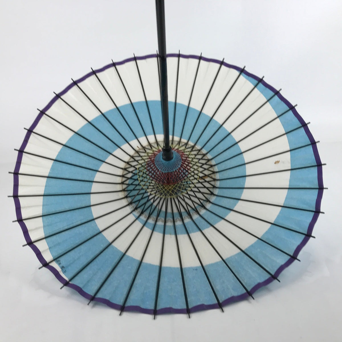 Japanese Umbrella Parasol Vtg Wagasa Maigasa Geisha Paper Blue Spiral ...