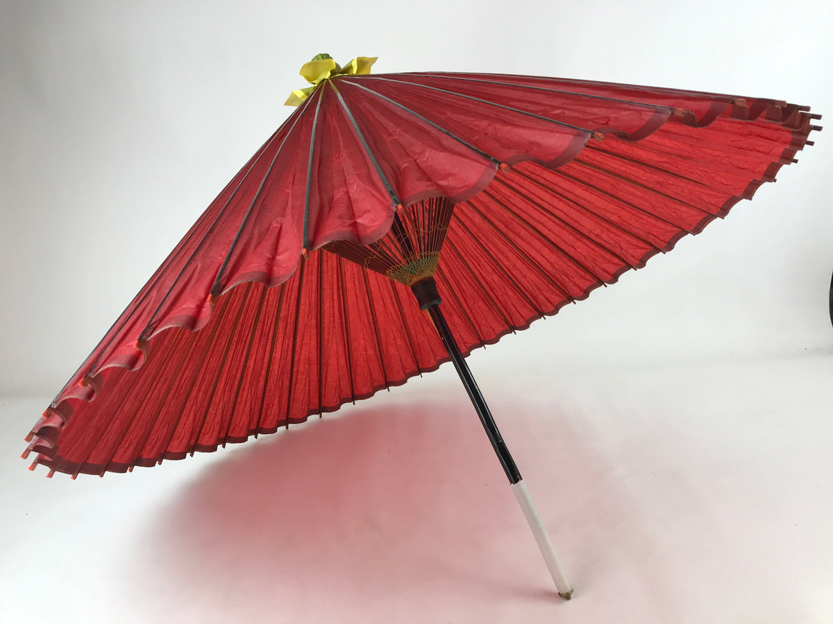 Japanese Umbrella Parasol Wagasa Vtg Paper Bangasa Geisha Red Black JK ...