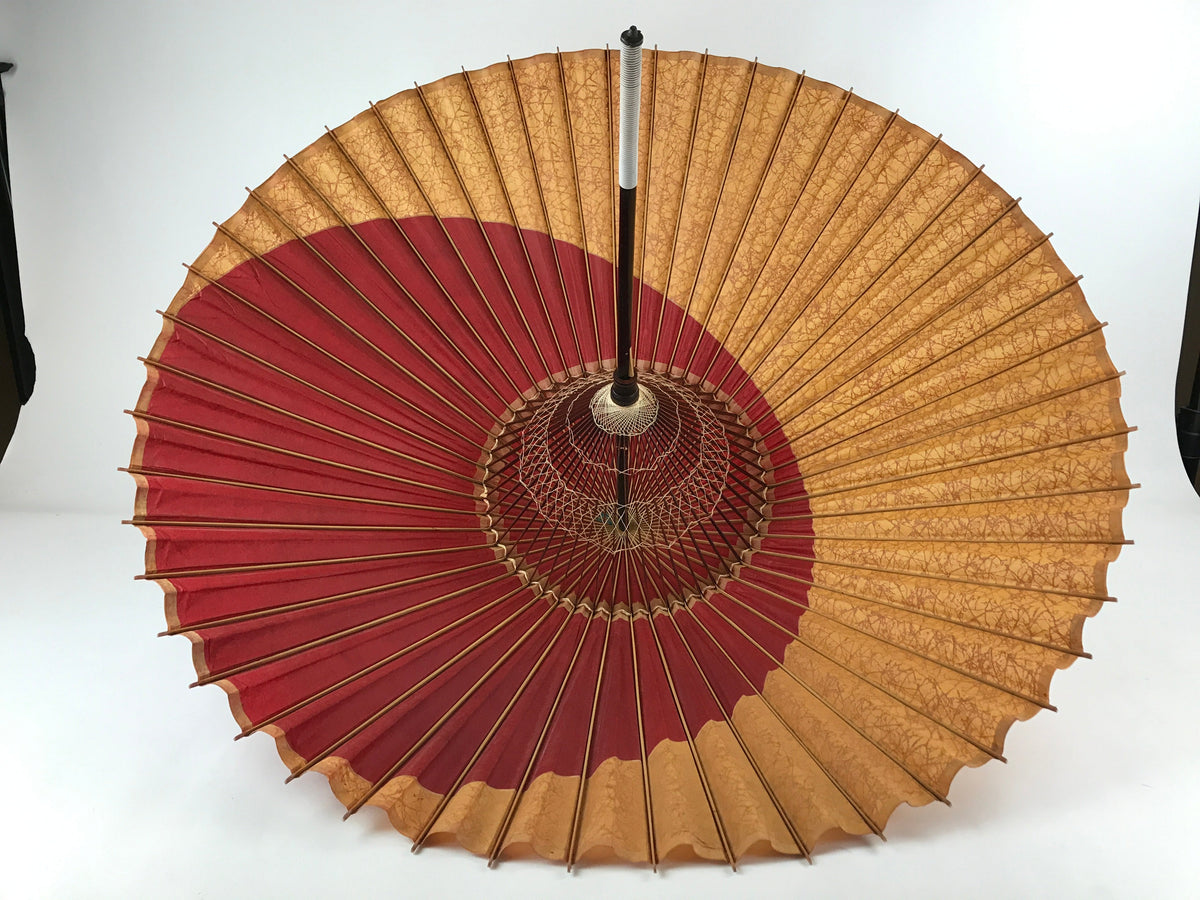 Japanese Umbrella Parasol Wagasa Vtg Paper Bangasa Geisha Red Gold JK6 ...