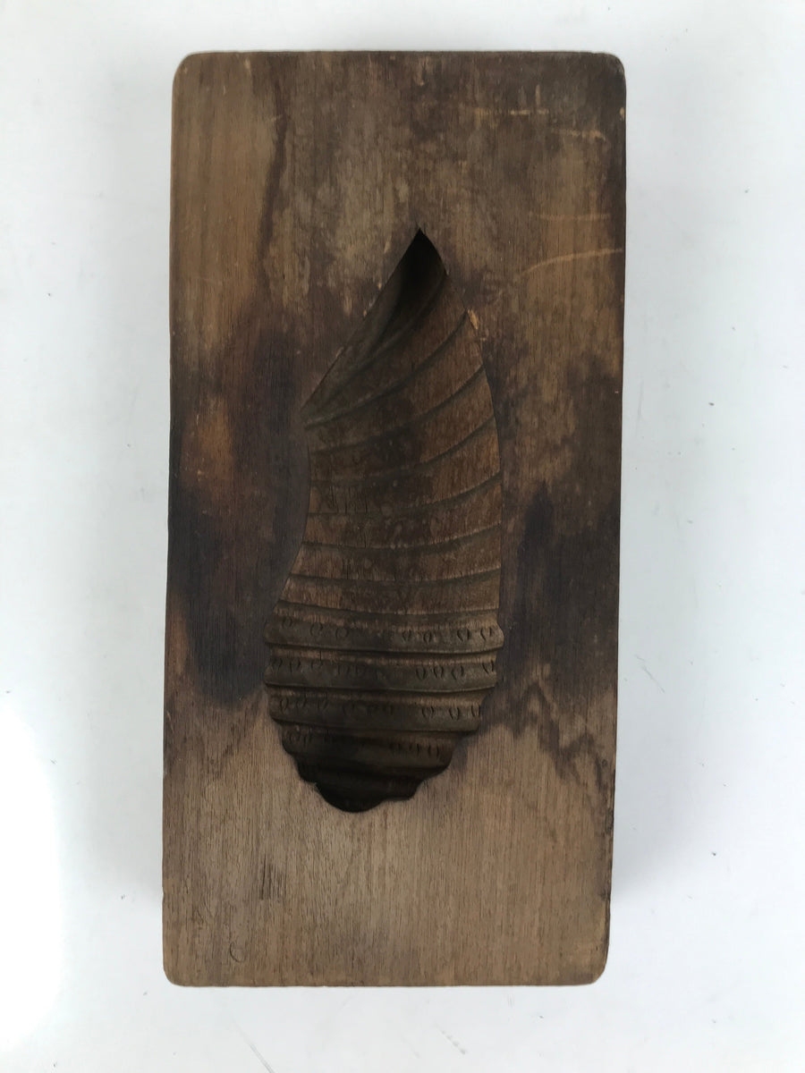 Japanese Wood Carved Kashigata Cake Mold Vtg Sweet Wagashi Bamboo Shoo ...