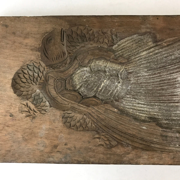 Japanese Wooden Carved Kashigata Cake Mold Sweet Wagashi Minogame Turt ...