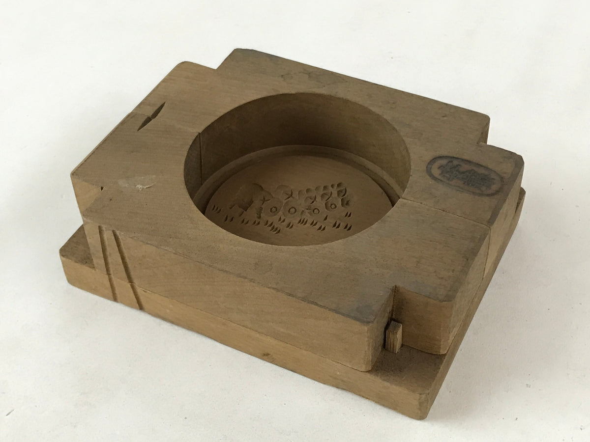 Japanese Wooden Carved Kashigata Cake Mold Vtg Sweet Wagashi Caterpill ...