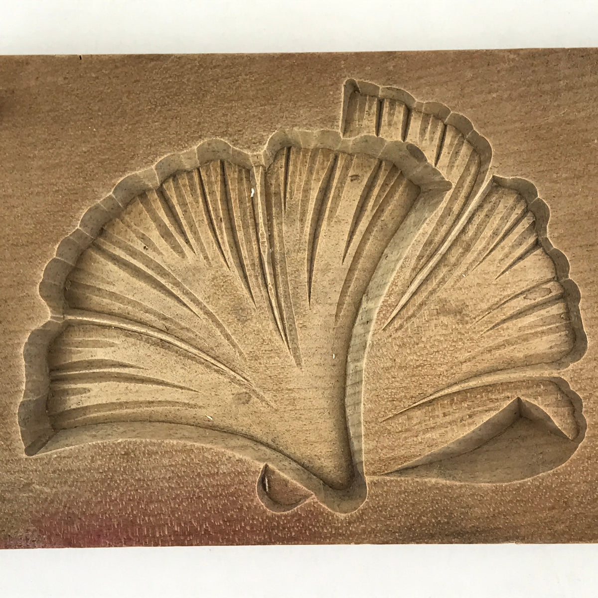 Japanese Wooden Carved Kashigata Cake Mold Vtg Sweet Wagashi Ginkgo Le ...