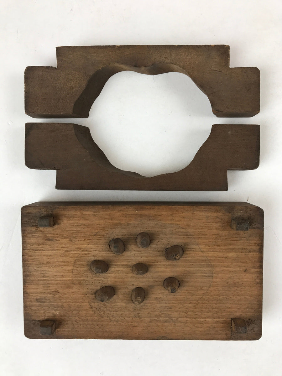 Japanese Wooden Carved Kashigata Cake Mold Vtg Sweet Wagashi Lotus Roo ...