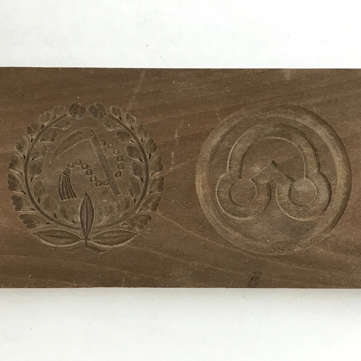 Japanese Wooden Carved Kashigata Cake Mold Vtg Sweet Wagashi Mon Crest ...