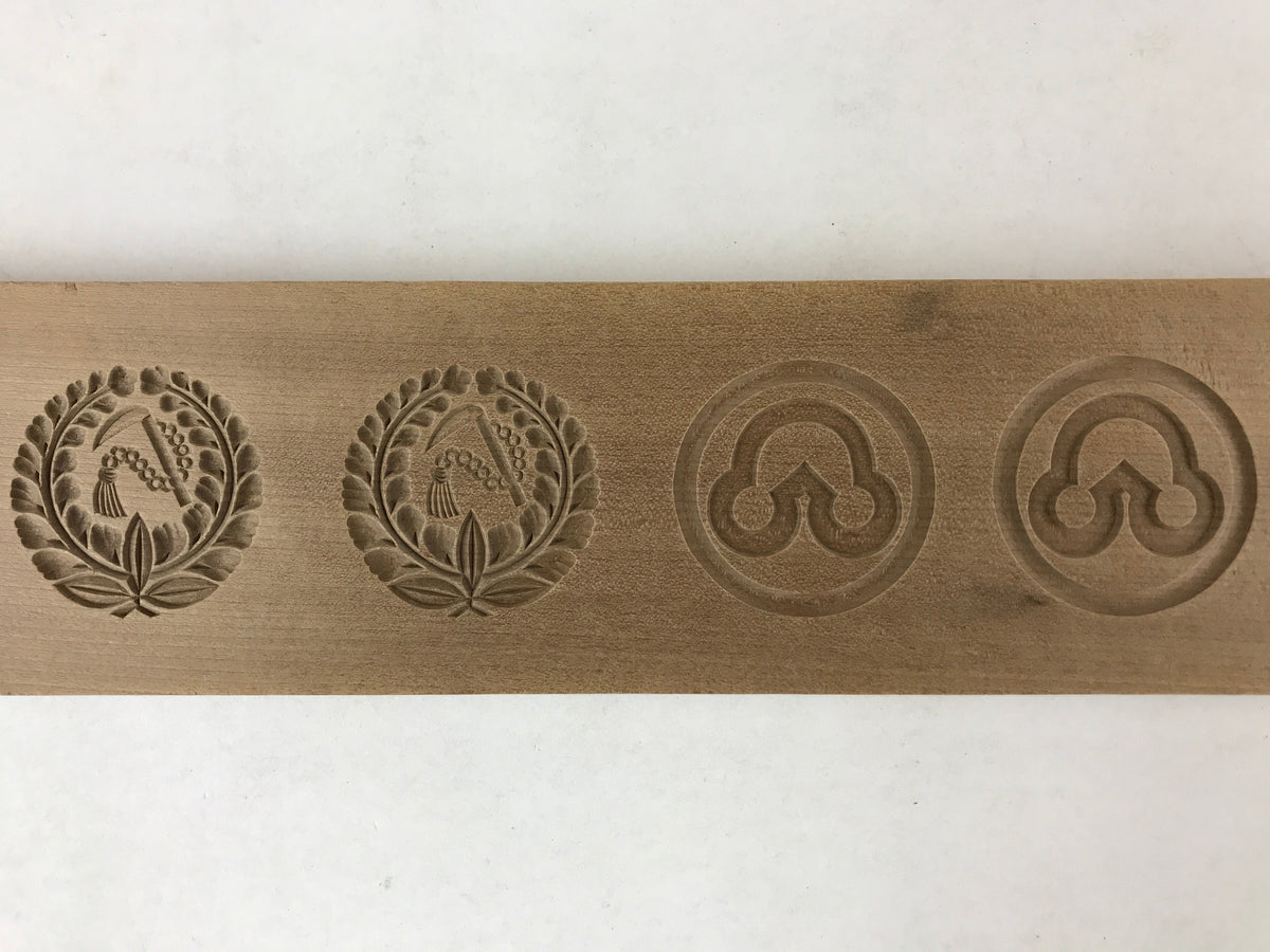 Japanese Wooden Carved Kashigata Cake Mold Vtg Sweet Wagashi Mon Crest ...