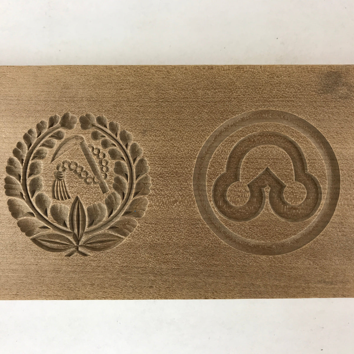 Japanese Wooden Carved Kashigata Cake Mold Vtg Sweet Wagashi Mon Crest ...