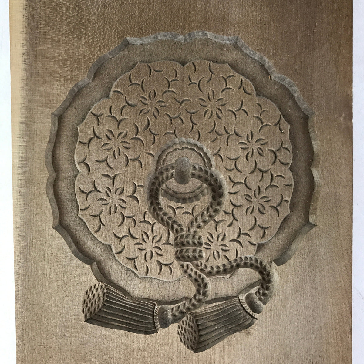 Japanese Wooden Carved Kashigata Cake Mold Vtg Sweet Wagashi Mon Crest ...