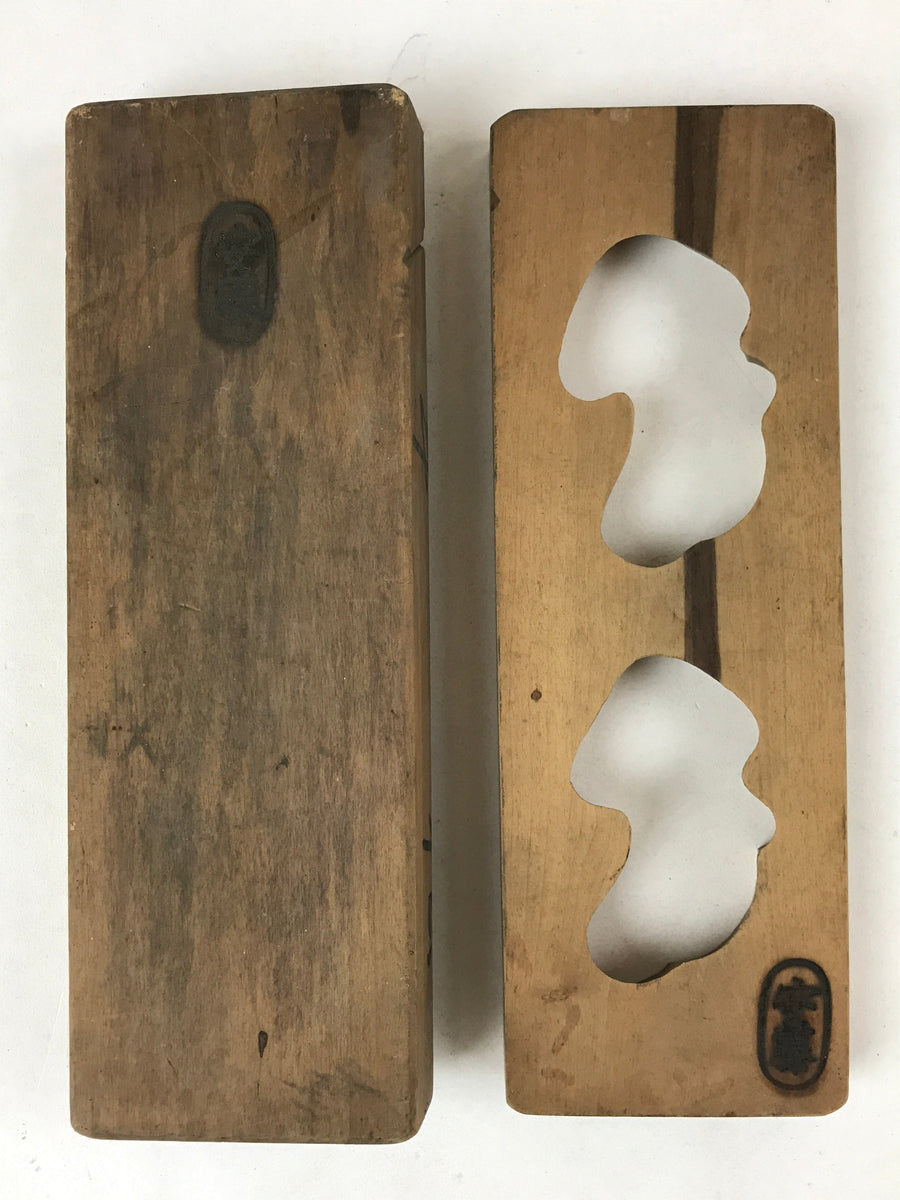 Japanese Wooden Carved Kashigata Cake Mold Vtg Sweet Wagashi Mushrooms ...