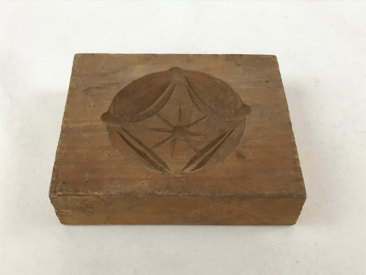 Japanese Wooden Carved Kashigata Cake Mold Vtg Sweet Wagashi Temari Ba ...