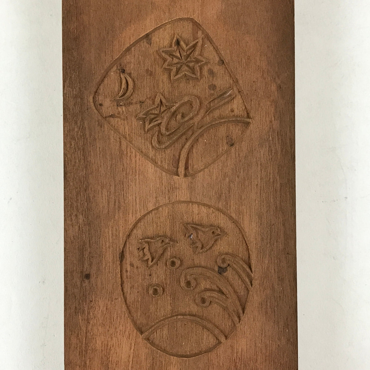 Japanese Wooden Carved Kashigata Cake Mold Vtg Sweet Wagashi Uchiwa Kg ...